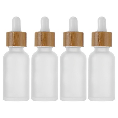 Set de 4 flacoane din sticla transparenta de 30 ml si picaturi, goluri ...