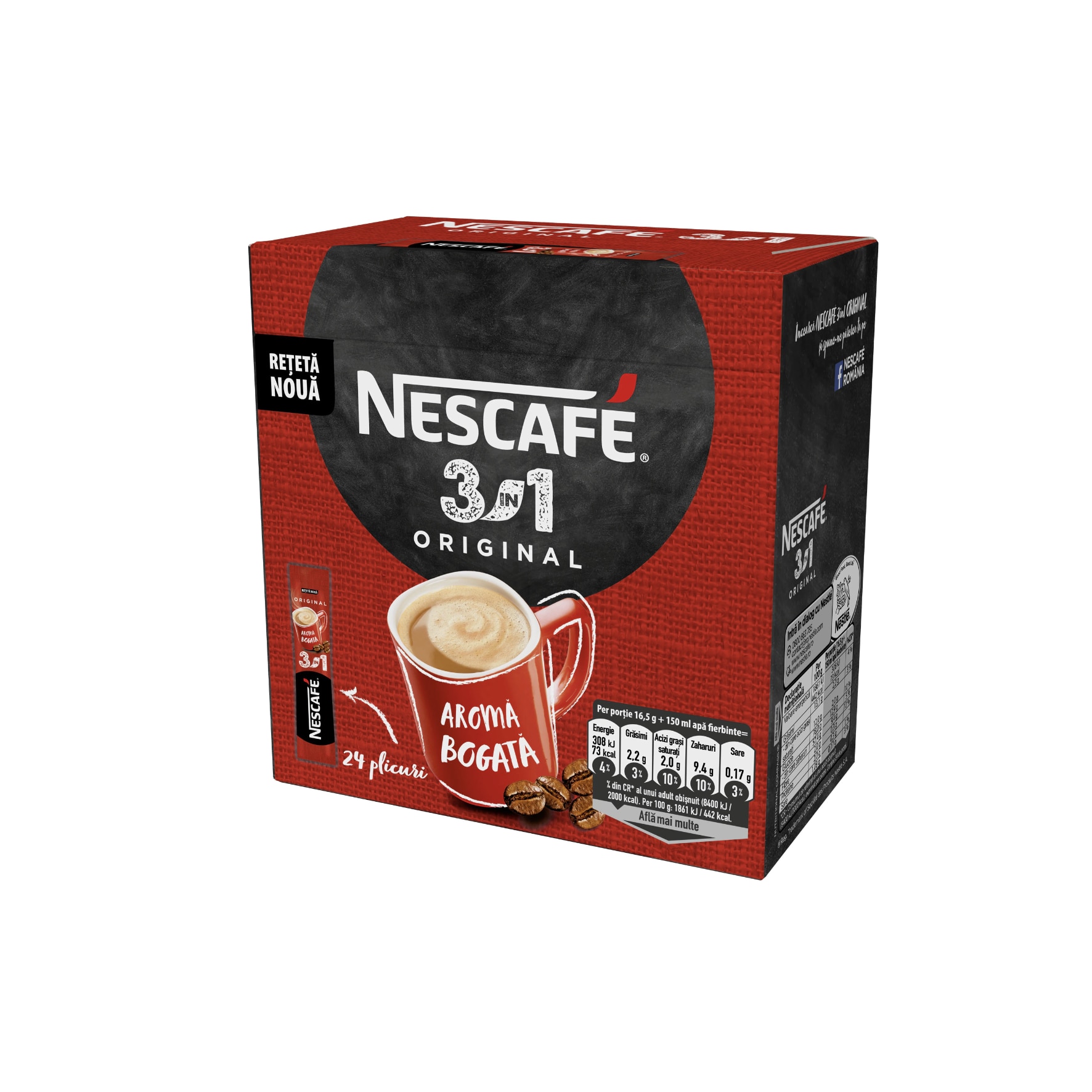 Cafea solubila Nescafe 3in1 Original 24x16.5g - eMAG.ro