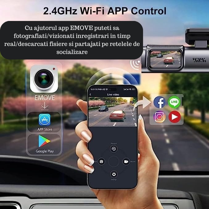 Camera auto de bord, ultracompacta, filmare 2.5k, 2560x1600, ecran IPS ...