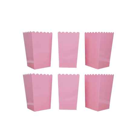 Set 12 cutii popcorn, hartie cartonata lucioasa, Roz, 8.5x8.5x15cm ...