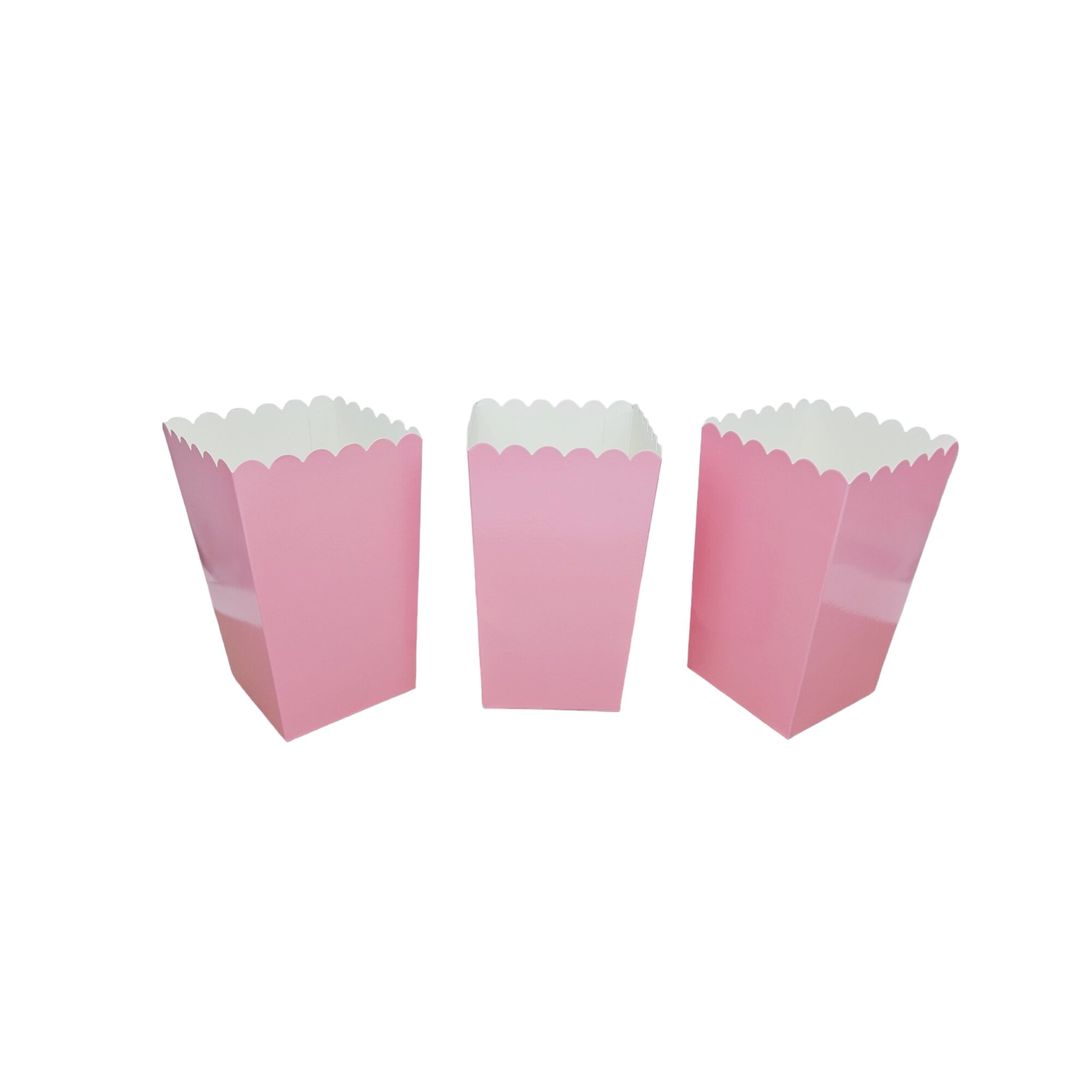 Set 12 cutii popcorn, hartie cartonata lucioasa, Roz, 8.5x8.5x15cm ...