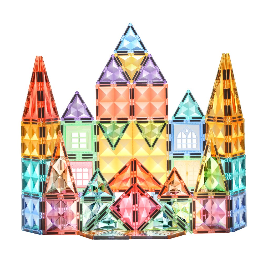 Set de constructie cu placi magnetice, 100 piese, Jucarie creativa si ...