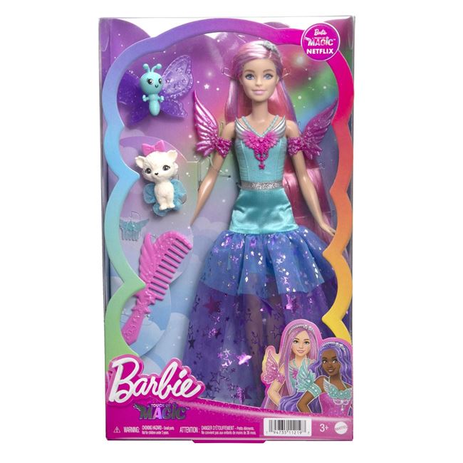 Papusa Barbie printesa Malibu, cu par lung roz si rochie spectaculoasa ...