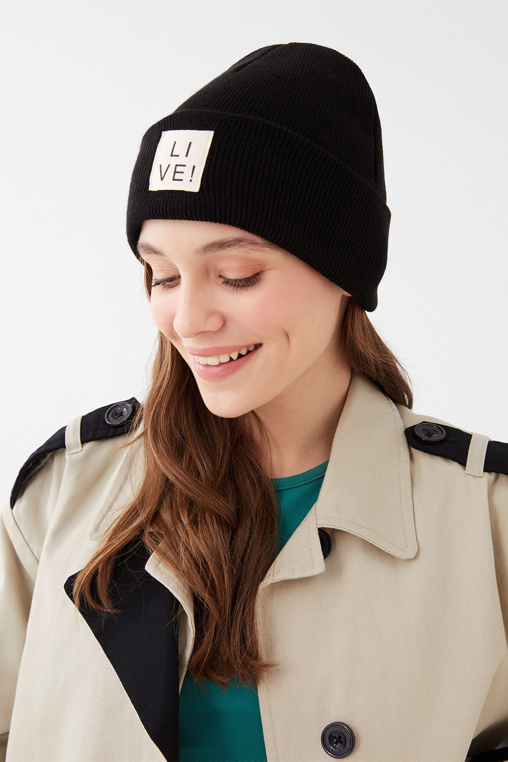 LC WAIKIKI, Caciula cu detaliu text, Negru - eMAG.ro