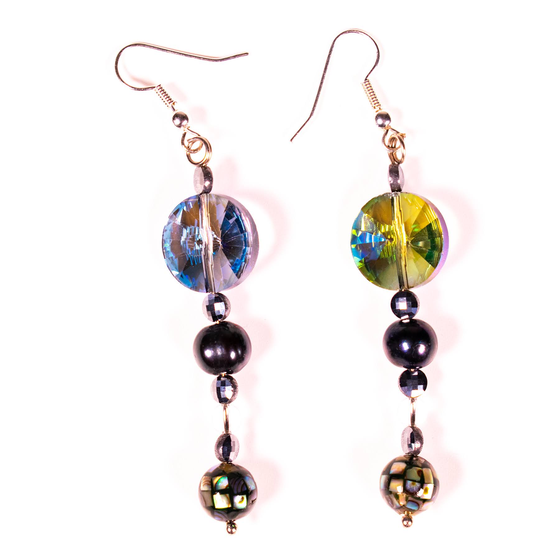 Cercei onix, sidef Abalone, cristal fatetat 7cm - eMAG.ro