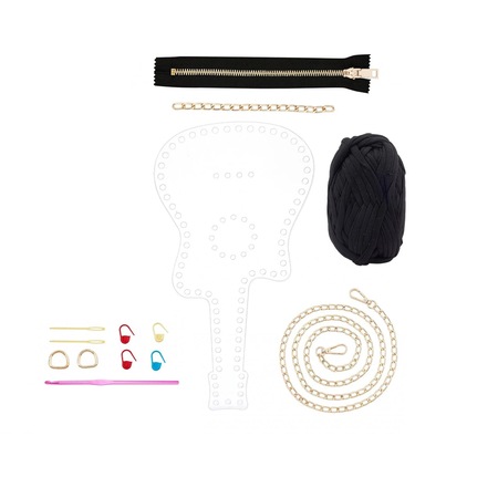 Kit de tricotat in forma de chitara Wadorn, acril/metal/bumbac, negru ...
