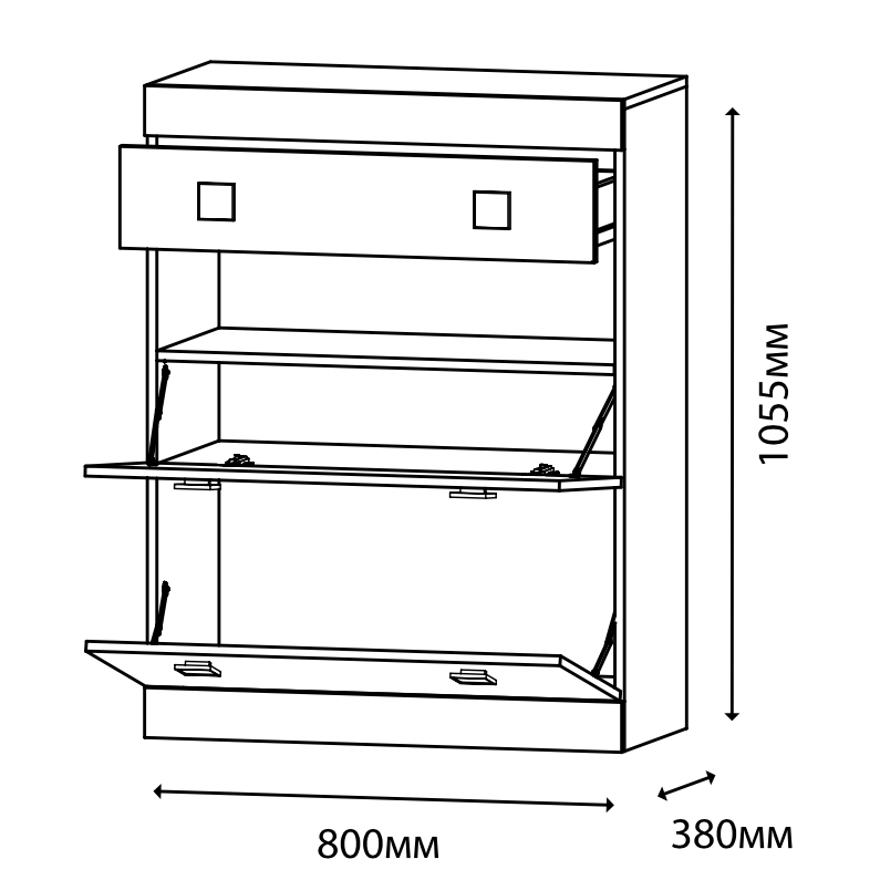 Dulap pantofar Sonata 800, Everest, wenge inchis, alb, 80 x 38 x 105 cm ...