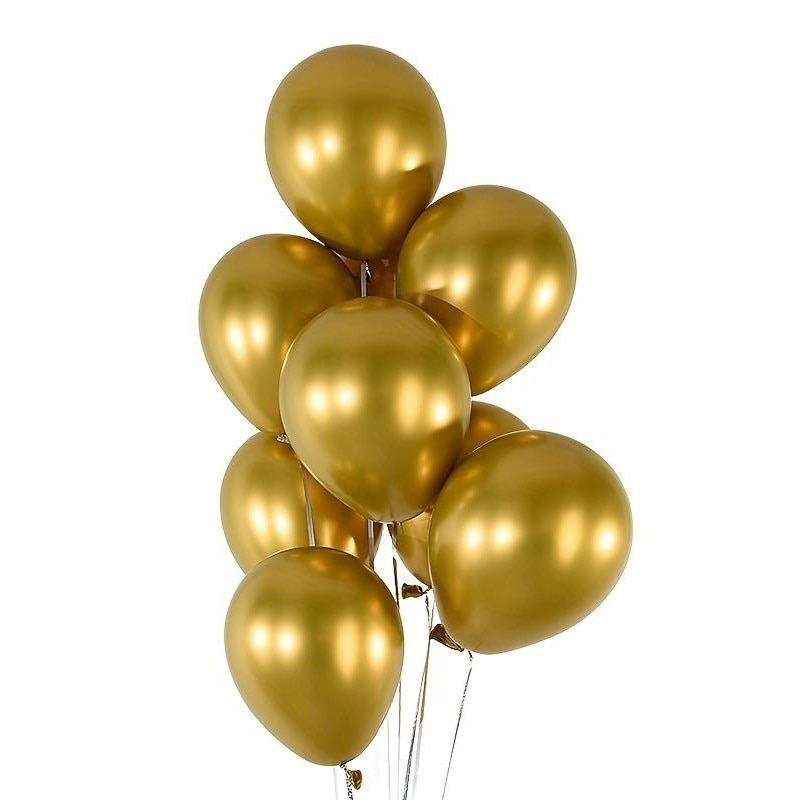 Set 25 baloane Latex Chrome 30cm, Auriu, Sidefate, Ropet - eMAG.ro