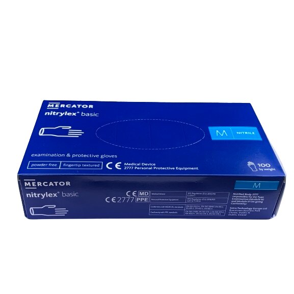 Set 100 manusi examinare nitril, Mercator, nitrylex basic, fara pudra ...