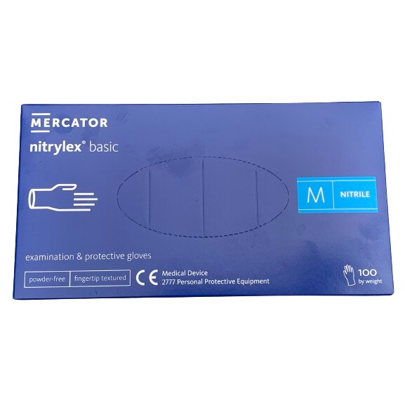 Set 100 manusi examinare nitril, Mercator, nitrylex basic, fara pudra ...