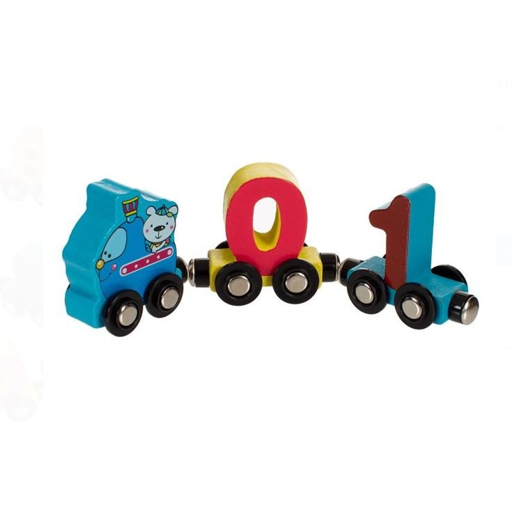 Trenulet din Lemn cu Vagoane Numere Magnetice, 3 ani+ - eMAG.ro
