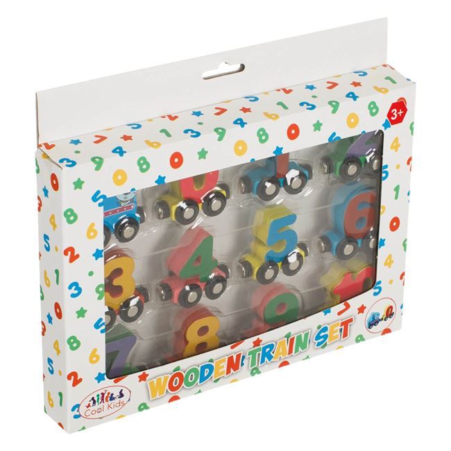 Trenulet din Lemn cu Vagoane Numere Magnetice, 3 ani+ - eMAG.ro