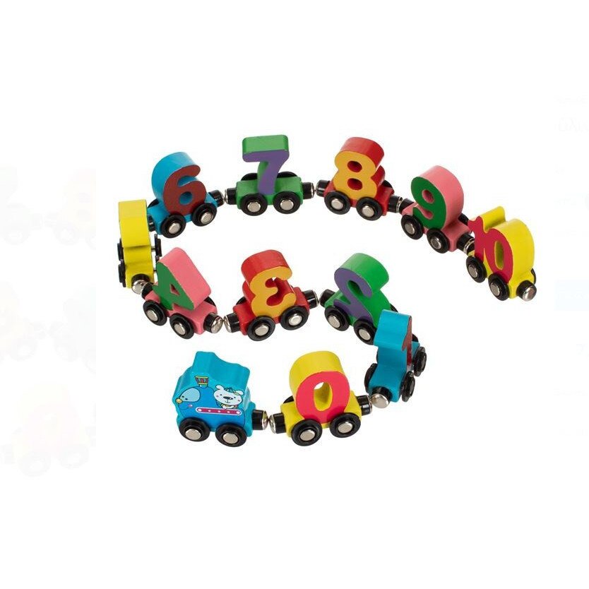 Trenulet din Lemn cu Vagoane Numere Magnetice, 3 ani+ - eMAG.ro