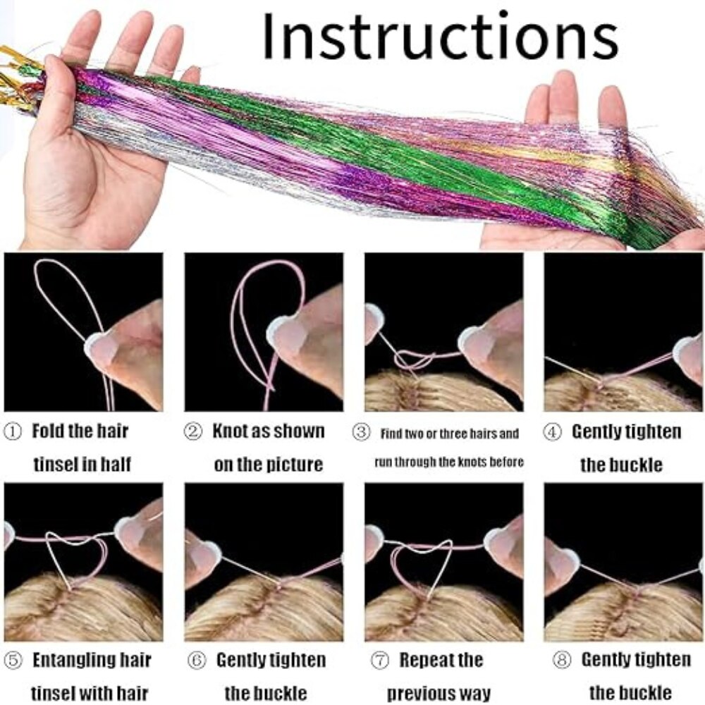 Suvite colorate, extensii, Tinsel Glitte, set 12 bucati - eMAG.ro