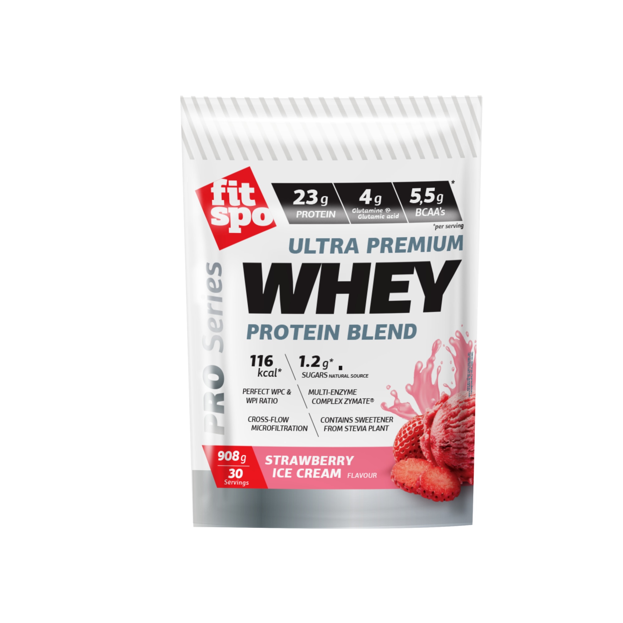 Суроватъчен протеин на прах FitSpo Pro 23g протеин, Ягодов сладолед ...