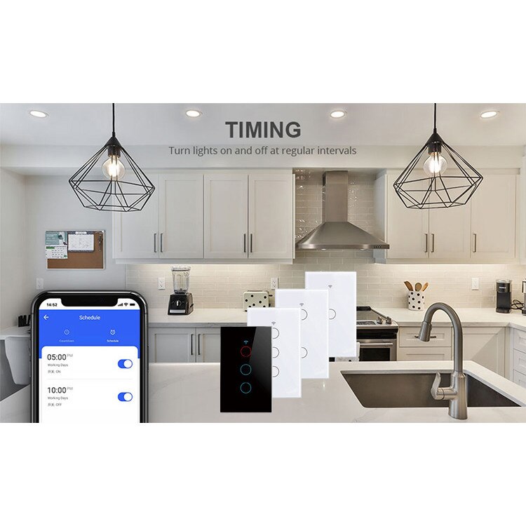 Intelligens WiFi Touch Switch, 3 csatorna, kompatibilis a következőkkel ...