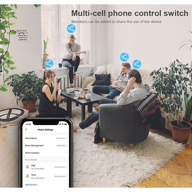 Comutator tactil WiFi inteligent, 3 canale, compatibil cu Alexa, Google ...