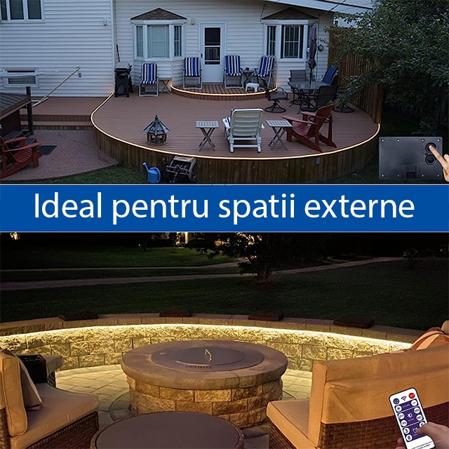 Banda Led cu Incarcare Solara, Panou Solar, Lumina RGB Multicolor ...