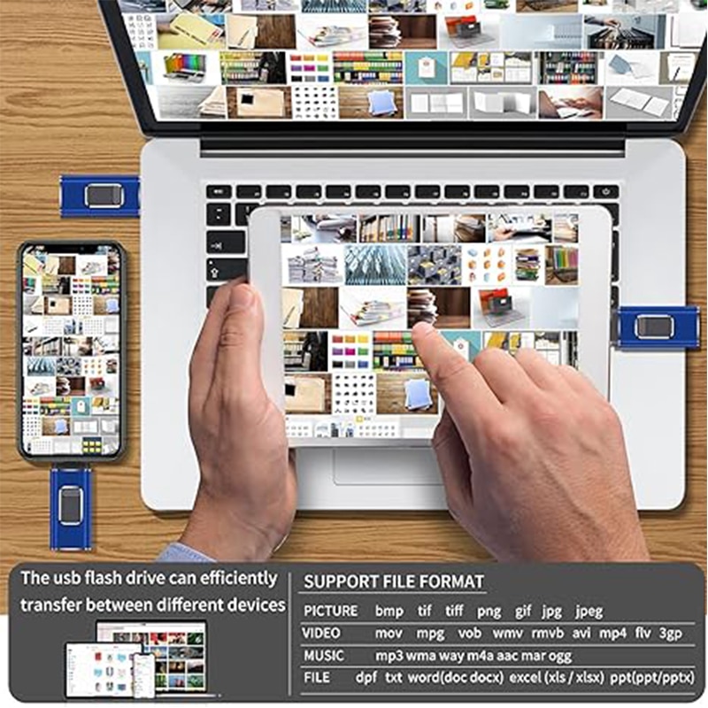 KINSI USB памет, 128GB, 4 в 1, Type C/USB 3.0/Lightning/Android, OTG ...