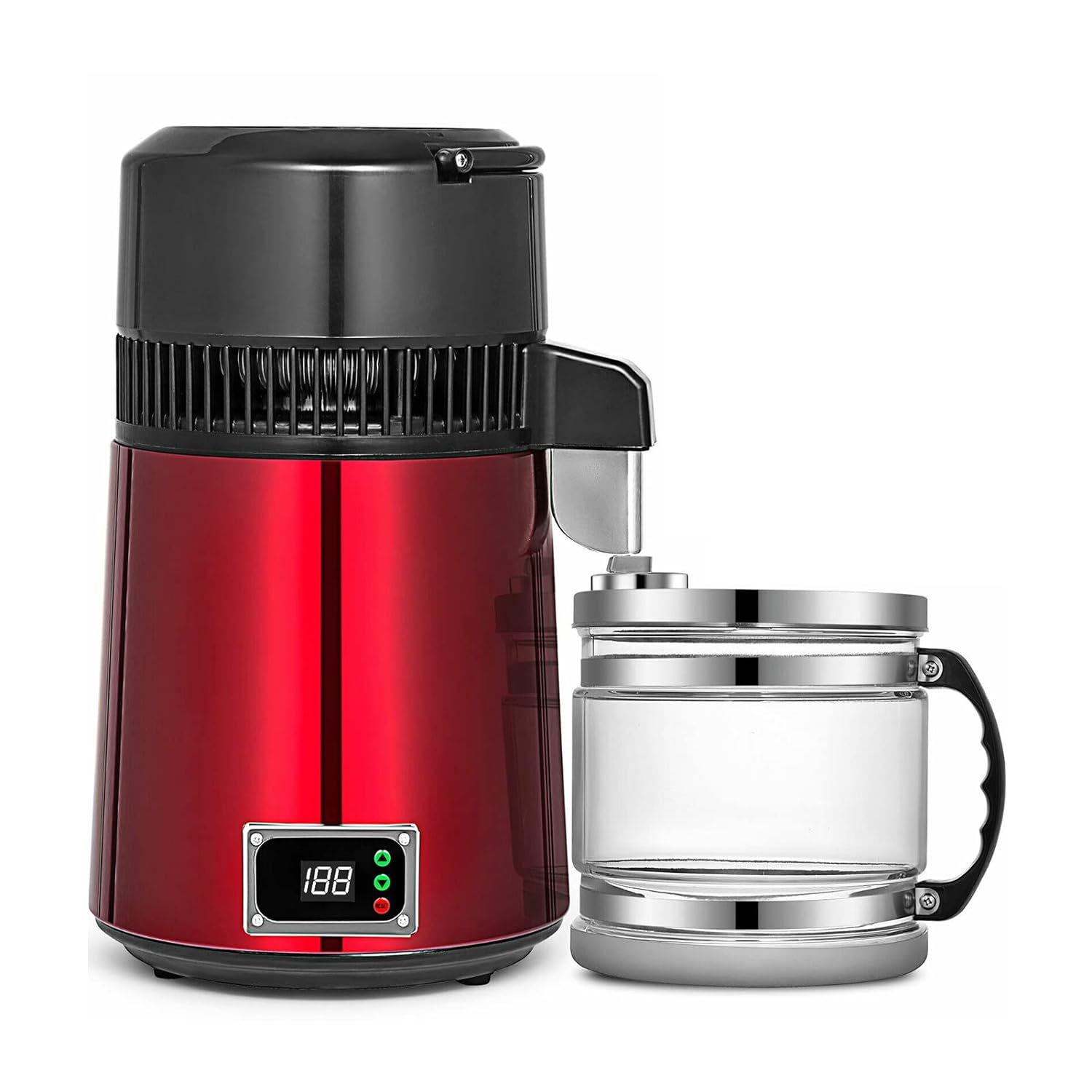 Distilator de apa, 4L, 750W, 220V, 1L/H, otel inoxidabil, rosu - eMAG.ro