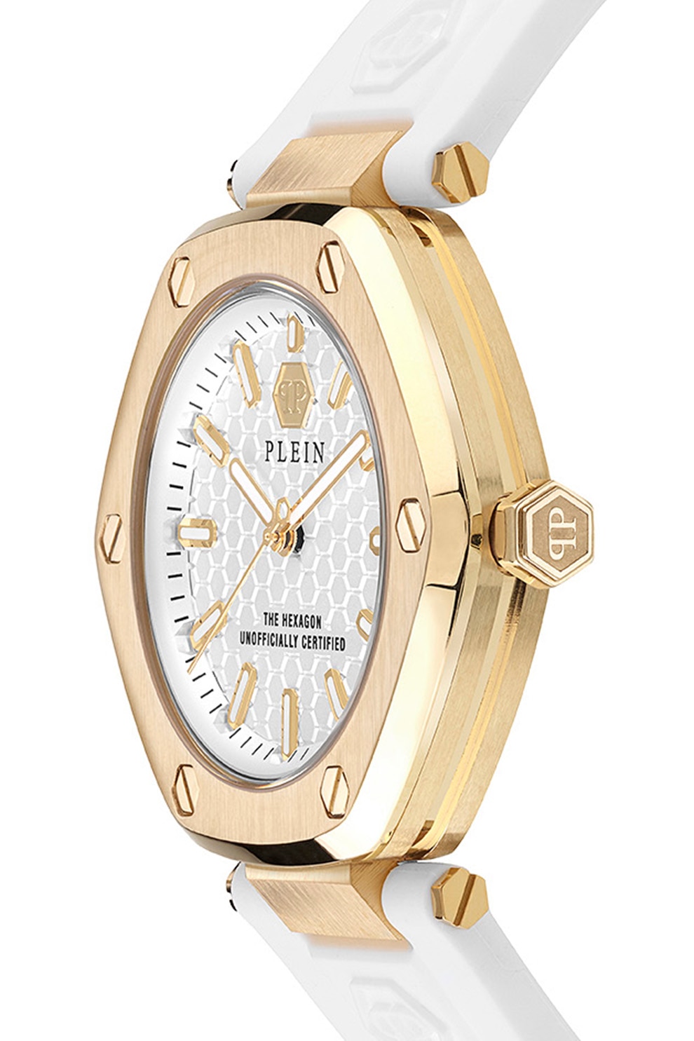 Philipp Plein, Ceas hexagonal cu o curea din silicon, Alb - eMAG.ro