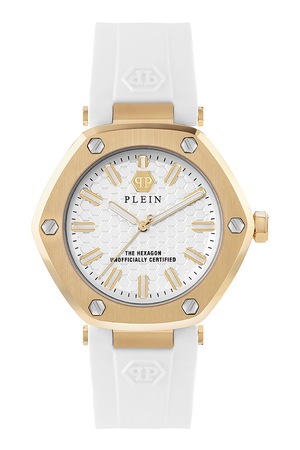 Philipp Plein, Ceas hexagonal cu o curea din silicon, Alb - eMAG.ro