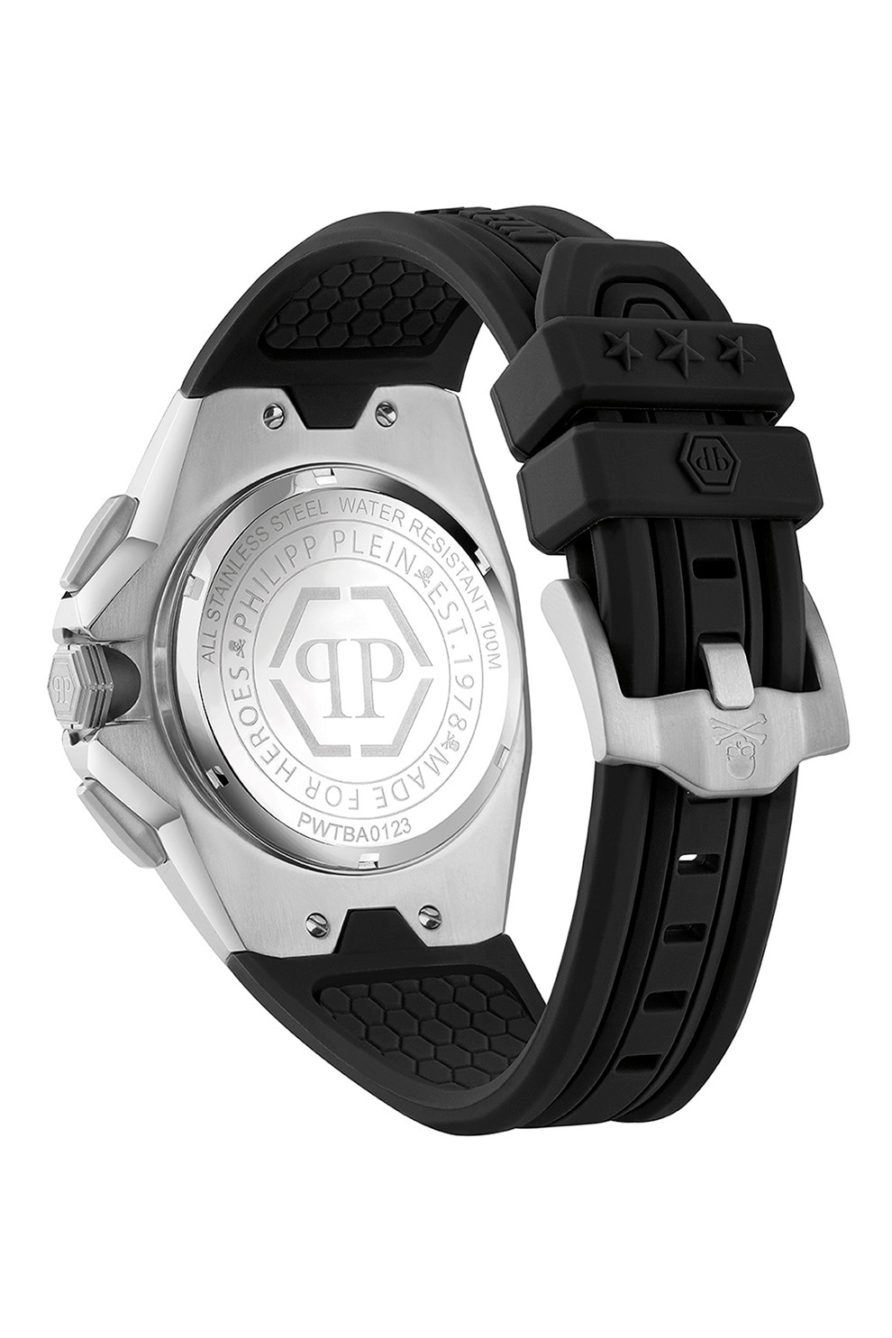 Philipp Plein, Ceas cronograf cu o curea din silicon, Negru - eMAG.ro