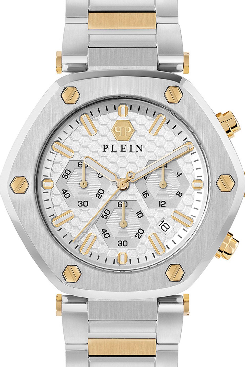 Philipp Plein, Ceas cronograf din otel inoxidabil, Argint, Auriu - eMAG.ro
