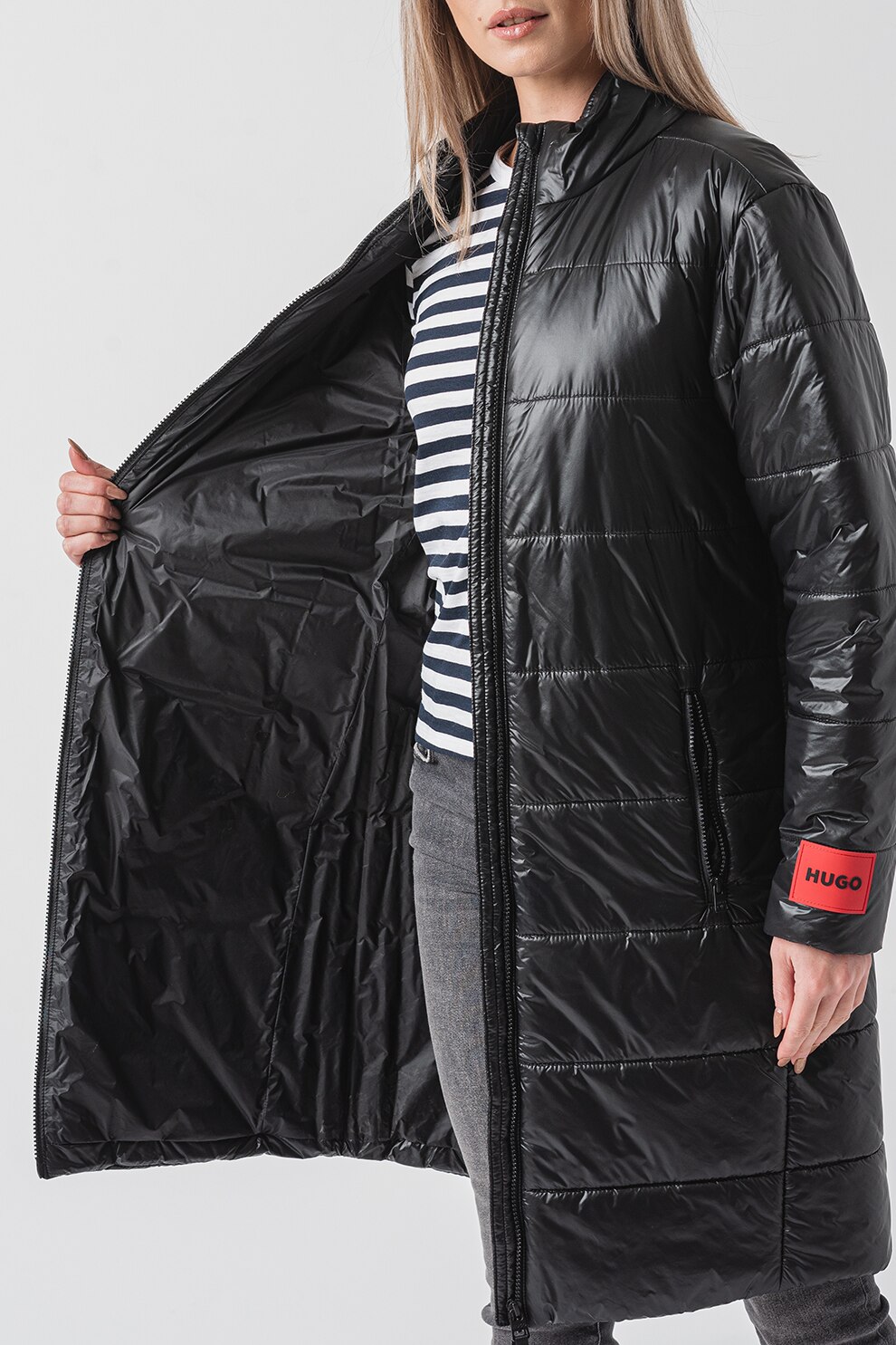 HUGO, Geaca relaxed fit matlasata Fantoma, Negru, S - eMAG.ro