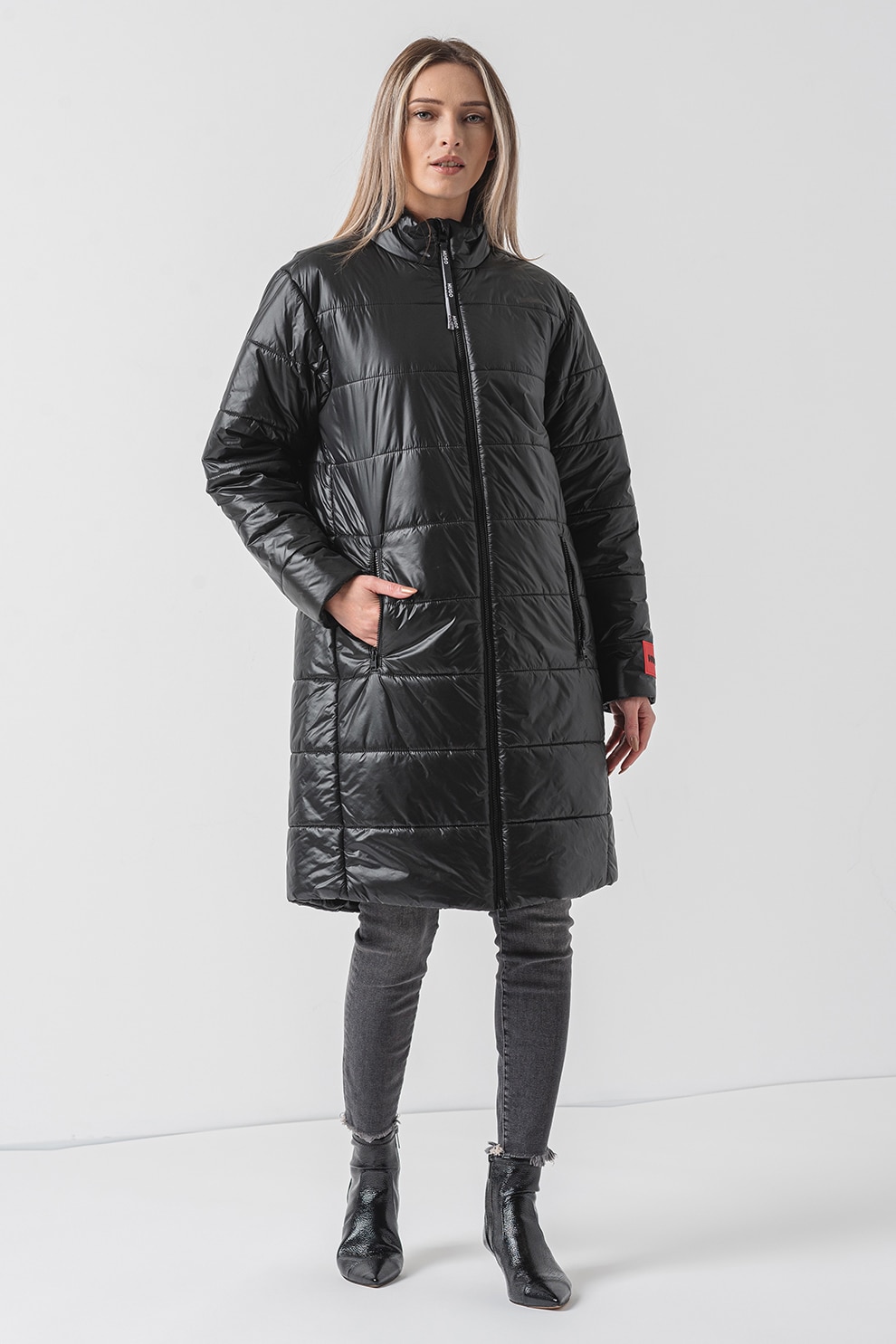 HUGO, Geaca relaxed fit matlasata Fantoma, Negru, S - eMAG.ro