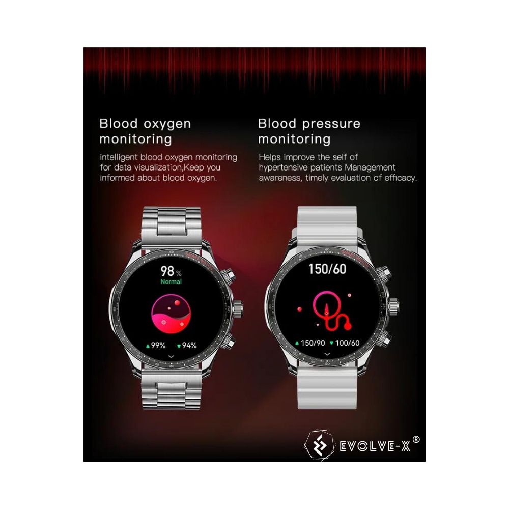 Ceas smartwatch Evolve-x® EvoFitt KM68, ecran AMOLED, Apeluri si mesaje bluetooth, Functii ...