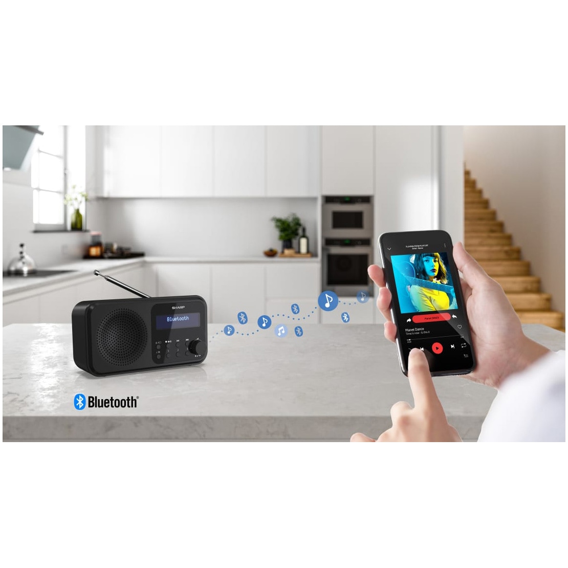 Radio portabil digital Sharp Tokyo, DAB+, FM RDS, Bluetooth, Negru ...