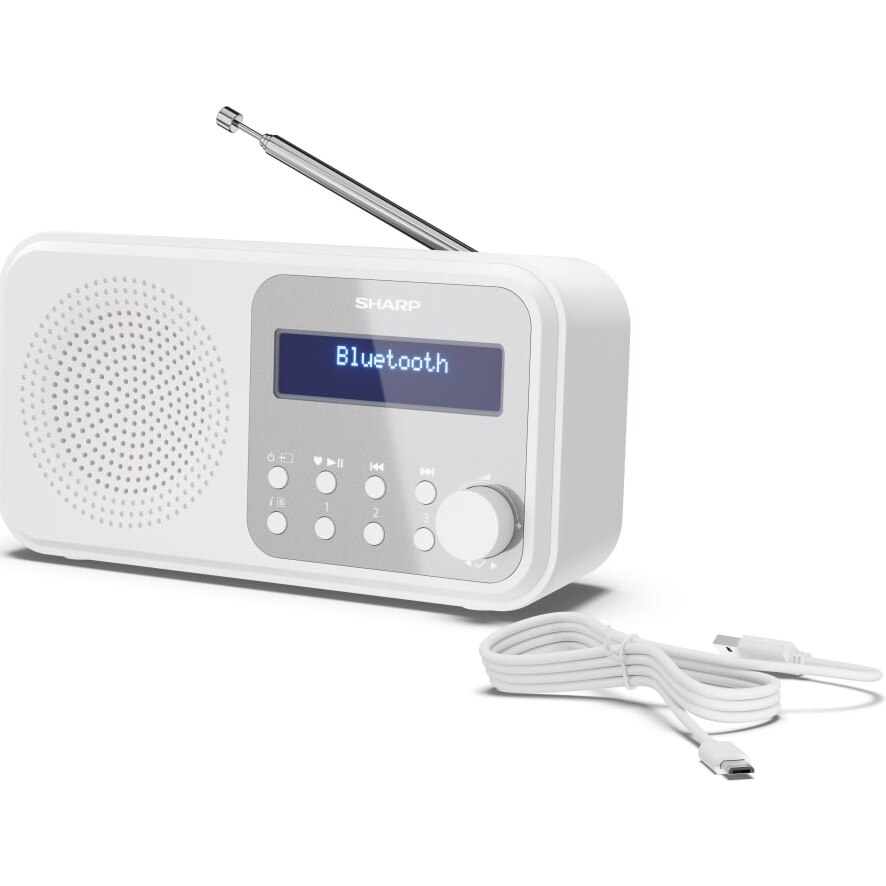 Radio portabil digital Sharp Tokyo, DAB+, FM RDS, Bluetooth, Alb - eMAG.ro