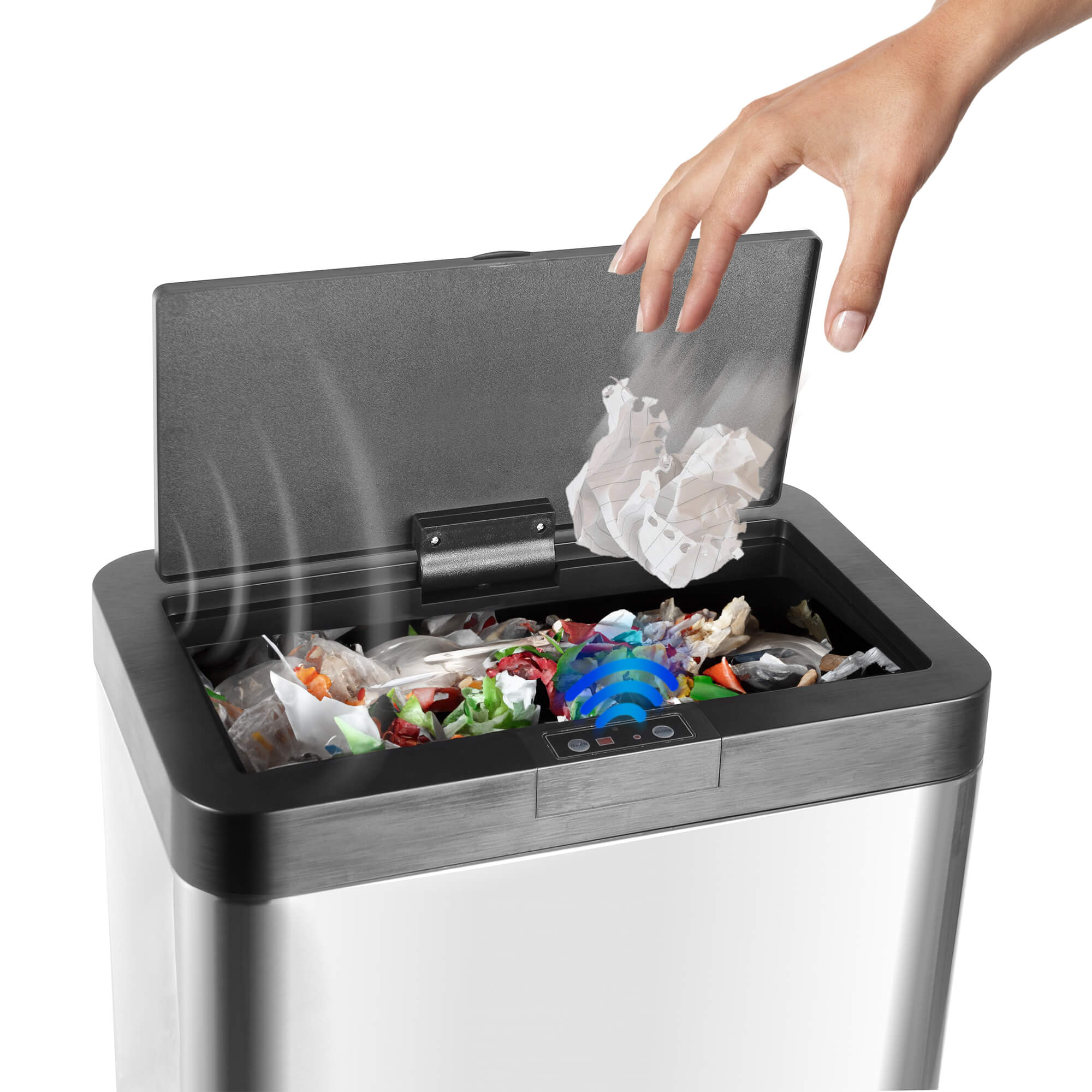 Cos de gunoi inteligent cu senzor infrarosu, TurboTronic TT-iBIN60 ...