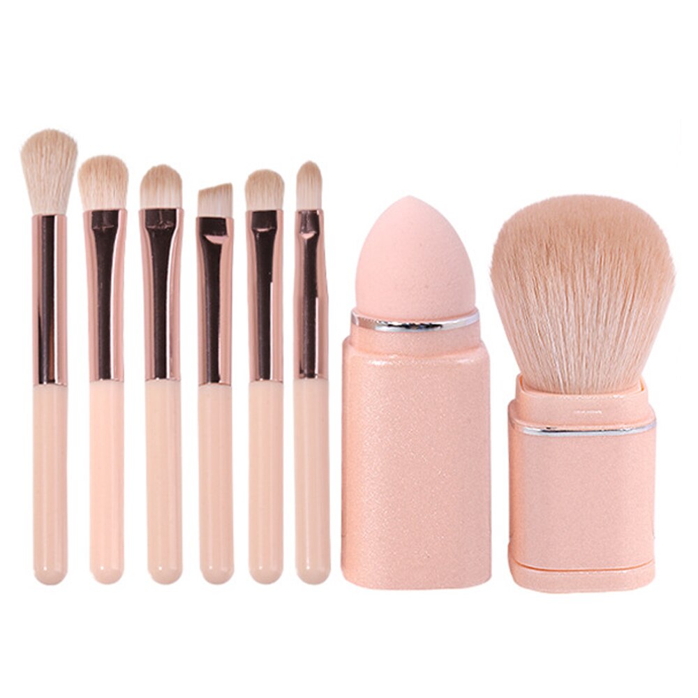 Set de pensule de machiaj, Keimi, 8 buc, cu husa, Roz - eMAG.ro