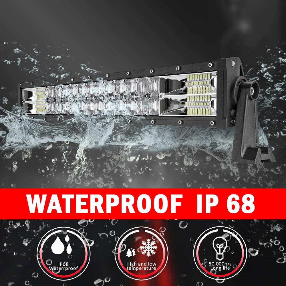 LED Bar, 820W, ívelt, 6500K, IP68, 90000LM, 106cm, vezetékkel, fekete ...