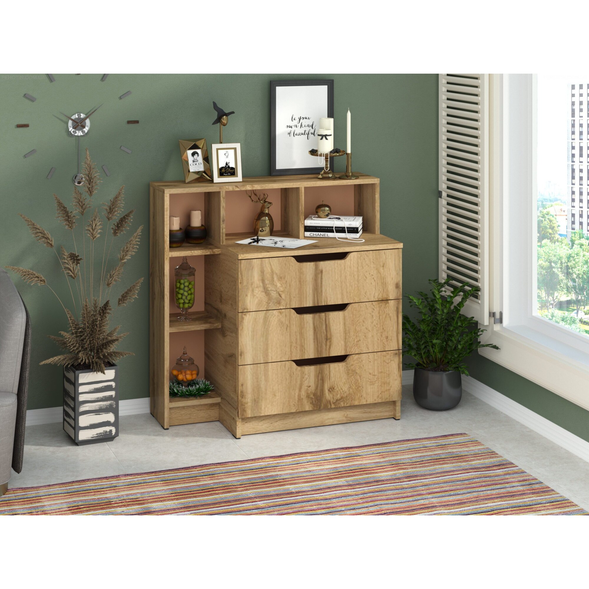 Comoda cu rafturi Trufa, Lemn, 80x40x82, Maro - eMAG.ro