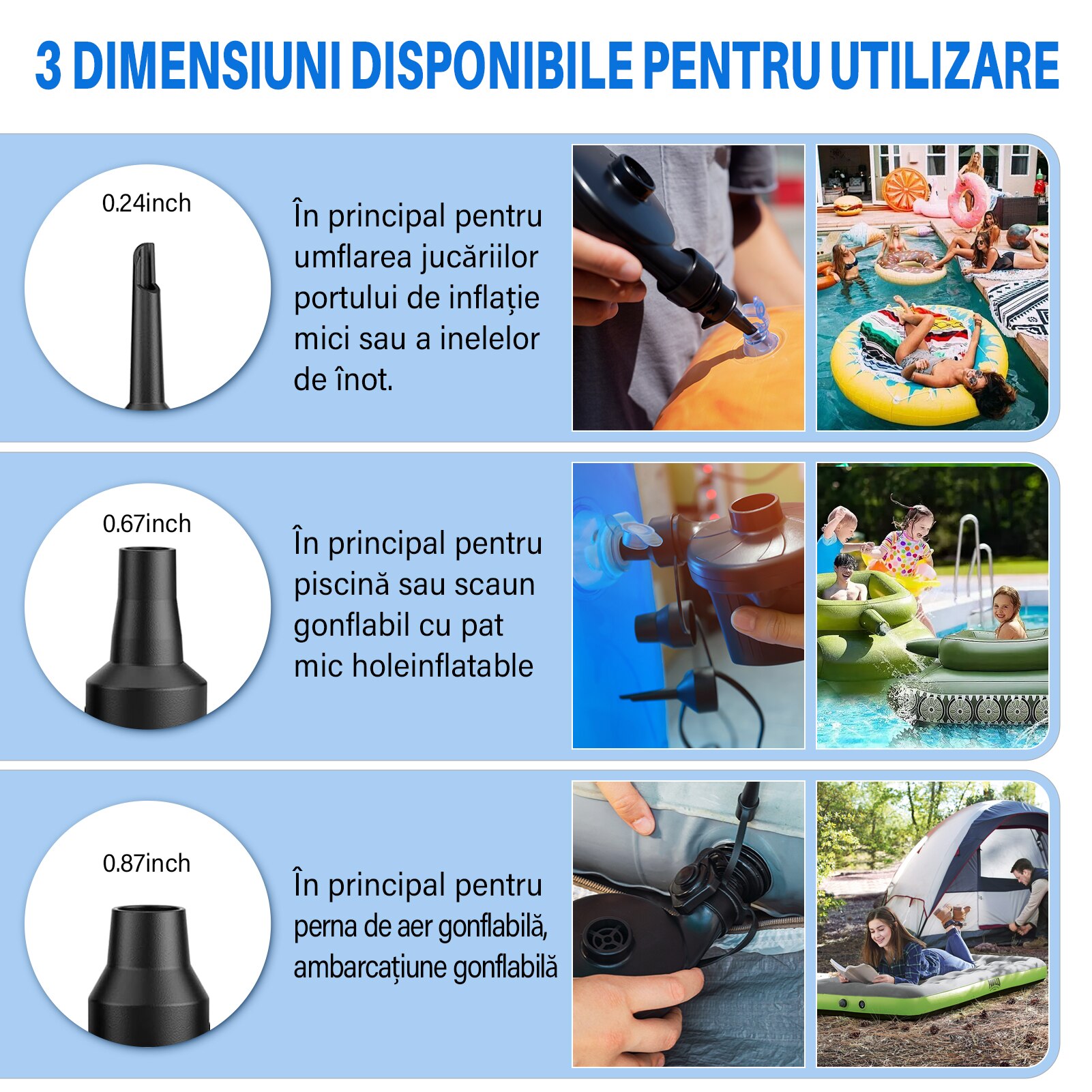 Pompa electrica de umflat saltele, piscine, colace, priza 220V si ...