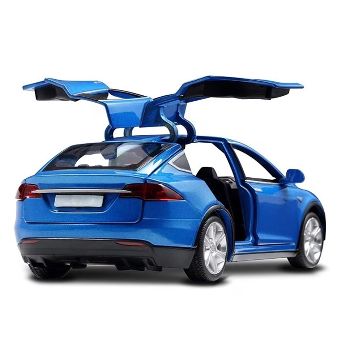 Masina model Tesla, Jims, Metal, 15 cm, Albastru - eMAG.ro