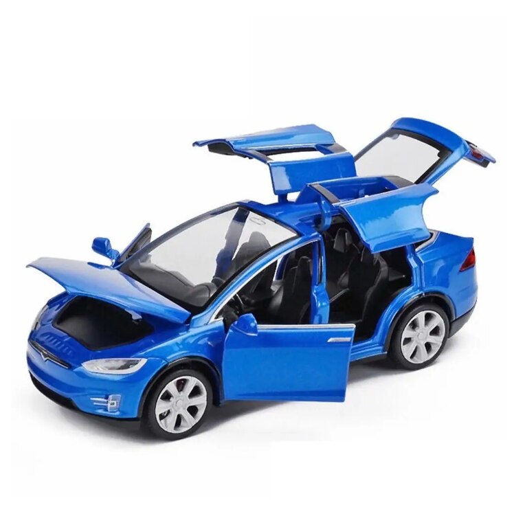 Masina model Tesla, Jims, Metal, 15 cm, Albastru - eMAG.ro