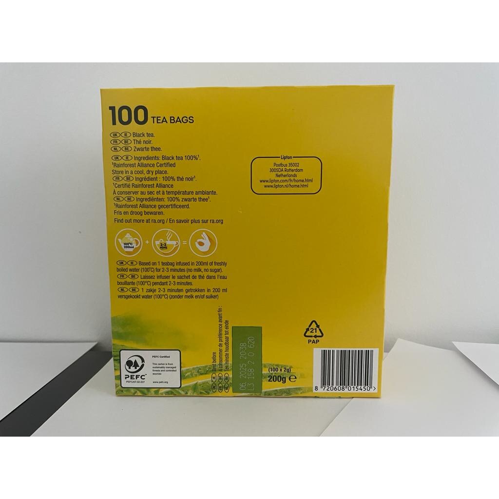 Ceai negru Lipton, Yellow Label,100 pliculete, 200g - eMAG.ro
