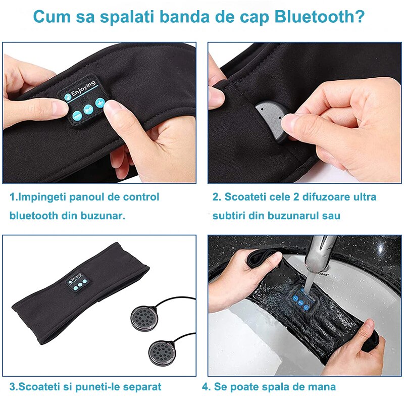 Masca pentru ochi de somn cu casti Bluetooth 5.0, USB, Negru - eMAG.ro