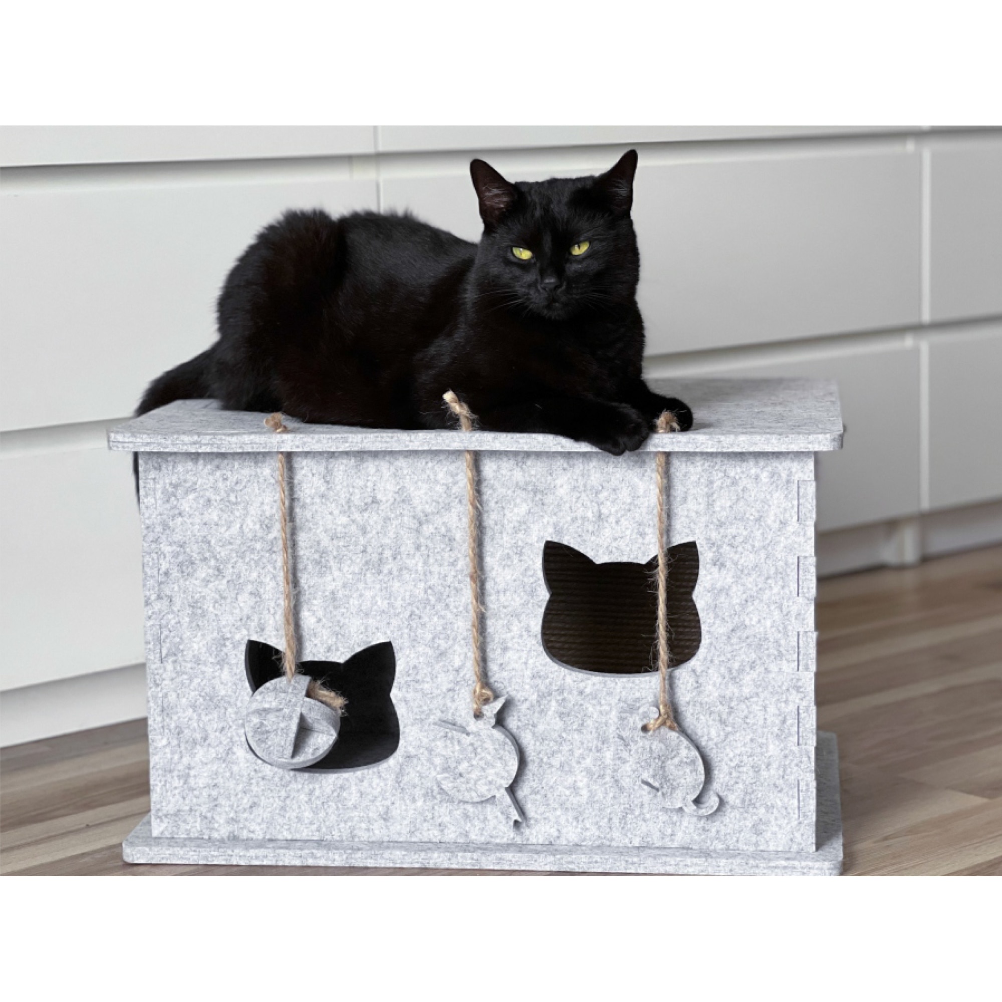 Cutie pisici, Lemn, Cu model, 54x37x32,4 cm, Maro - eMAG.ro