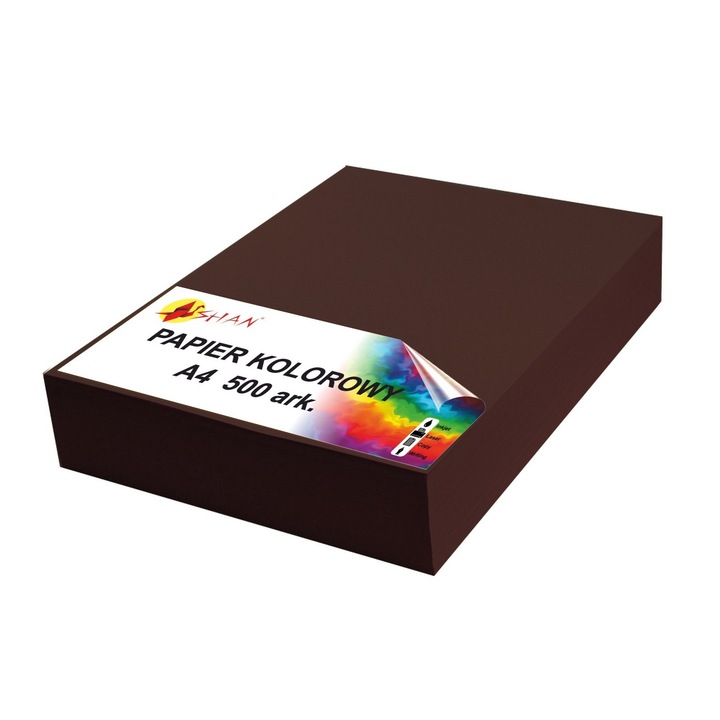 Hartie colorata A4, Shan, 80 g, Maro inchis, 500 coli - eMAG.ro