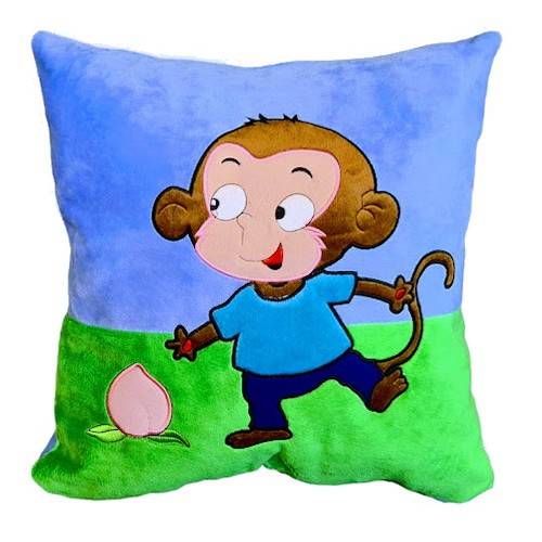 Pernuta decorativa cu maimuta, 35x35cm, albastru - eMAG.ro