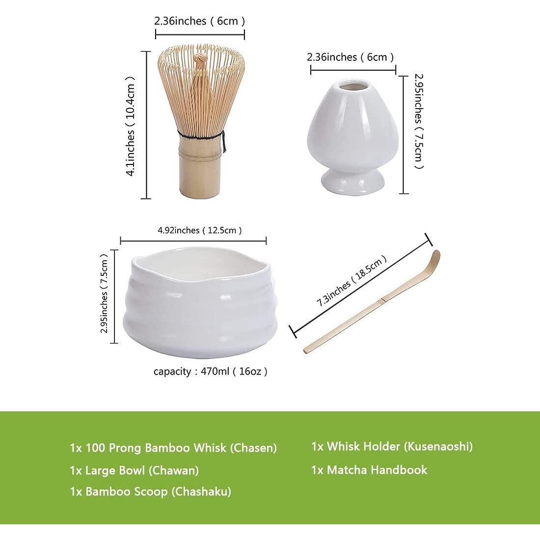 Set de ceai japonez Matcha 4 piese, WALALLA, Alb - eMAG.ro