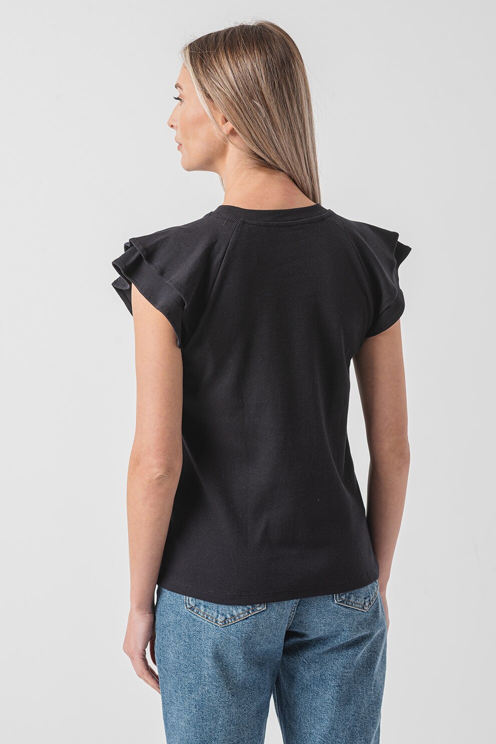 GAP, Блуза с овално деколте и дипли, Черен, XL - eMAG.bg