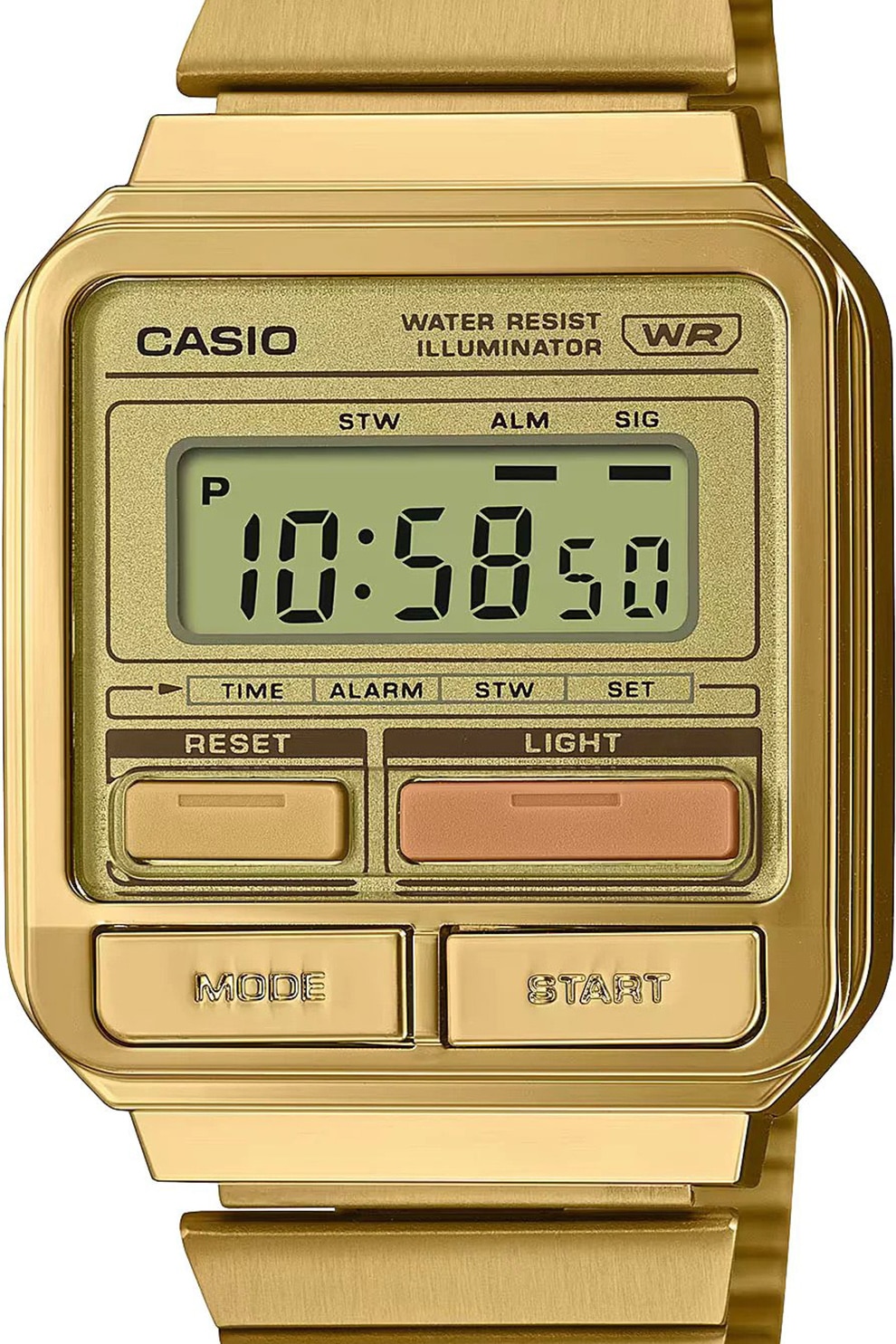 Casio, Ceas digital cu bratara metalica, Auriu rose - eMAG.ro