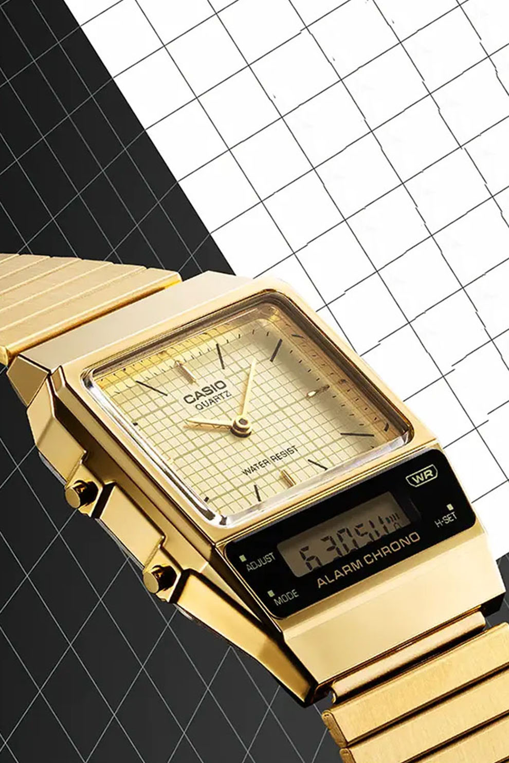 Casio, Ceas digital cu bratara metalica, Auriu - eMAG.ro