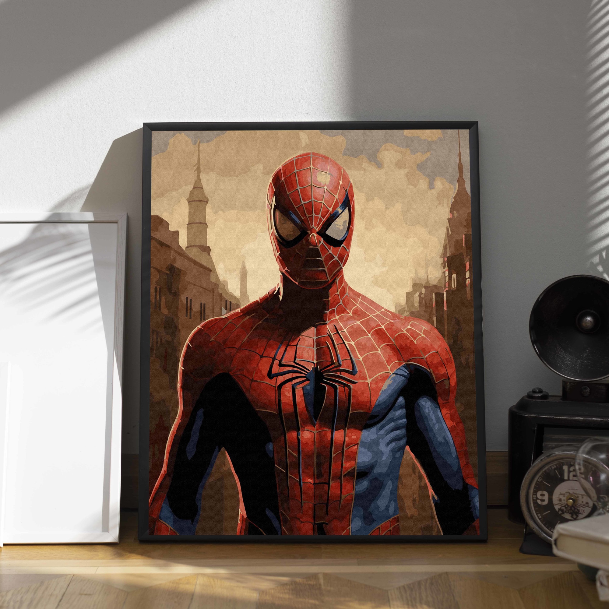 Комплект за рисуване по номера на Спайдърмен - памучно платно, дървена ...